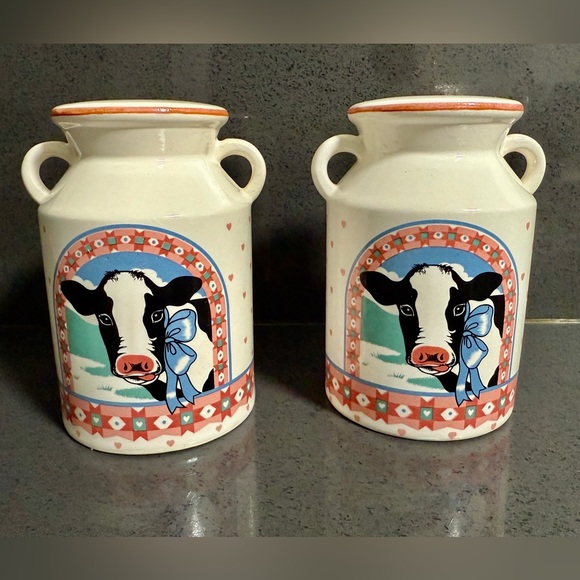 Kitchen | 198s White Ceramic Milk Jug Farm Cow Salt Pepper Shakers 4 ...